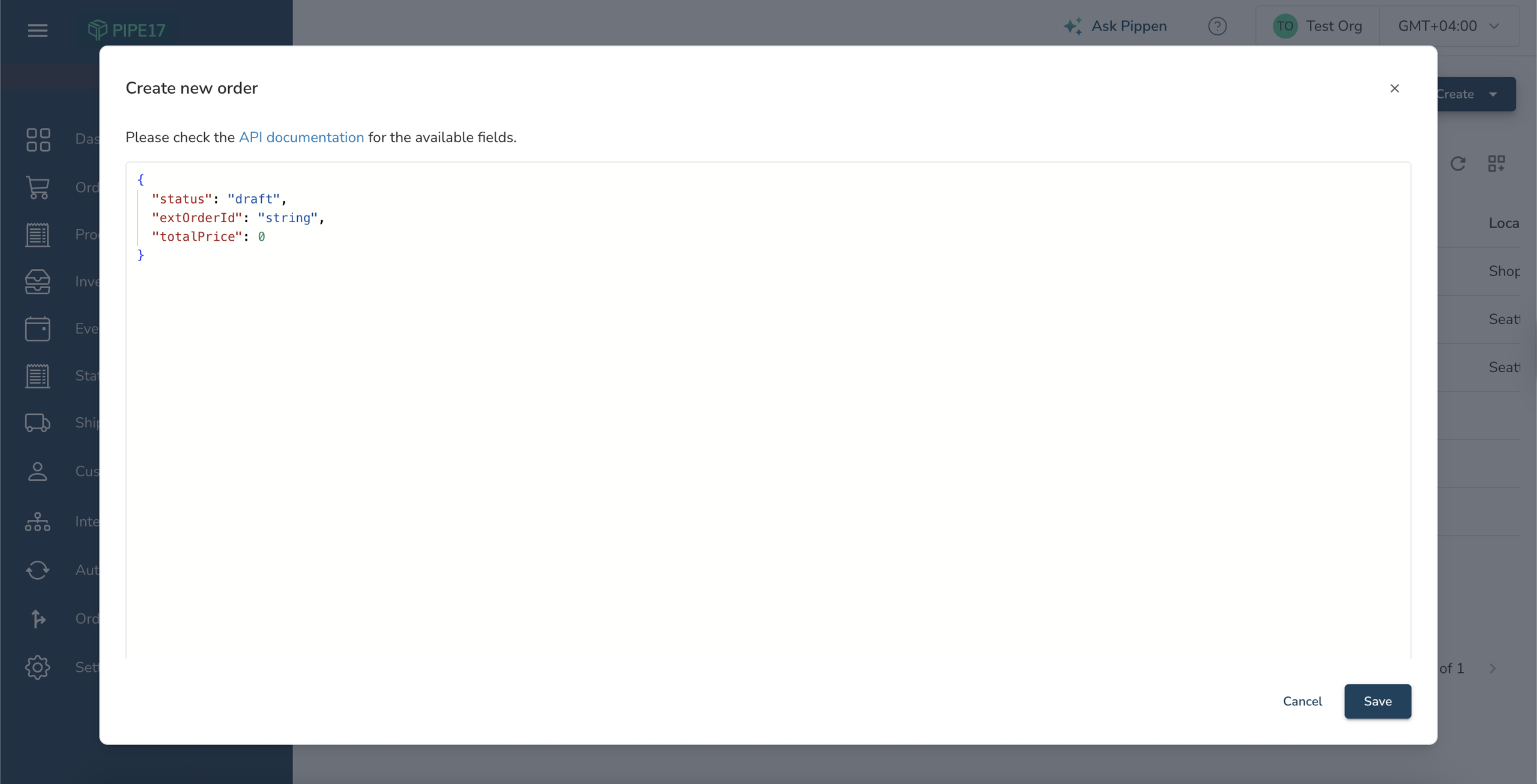 Creating Orders – Pipe17 Help Center